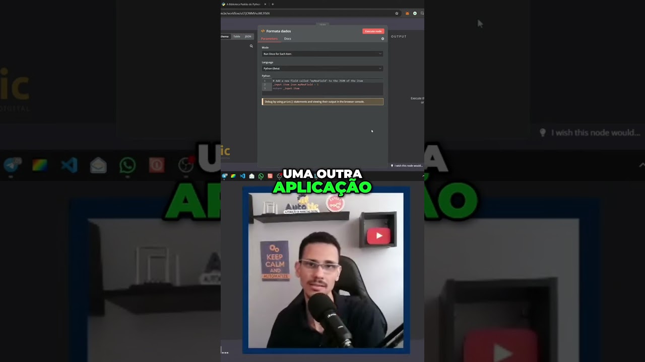 Formatando dados no N8N com PYTHON - VÍDEO COMPLETO NO YOUTUBE - Autotic